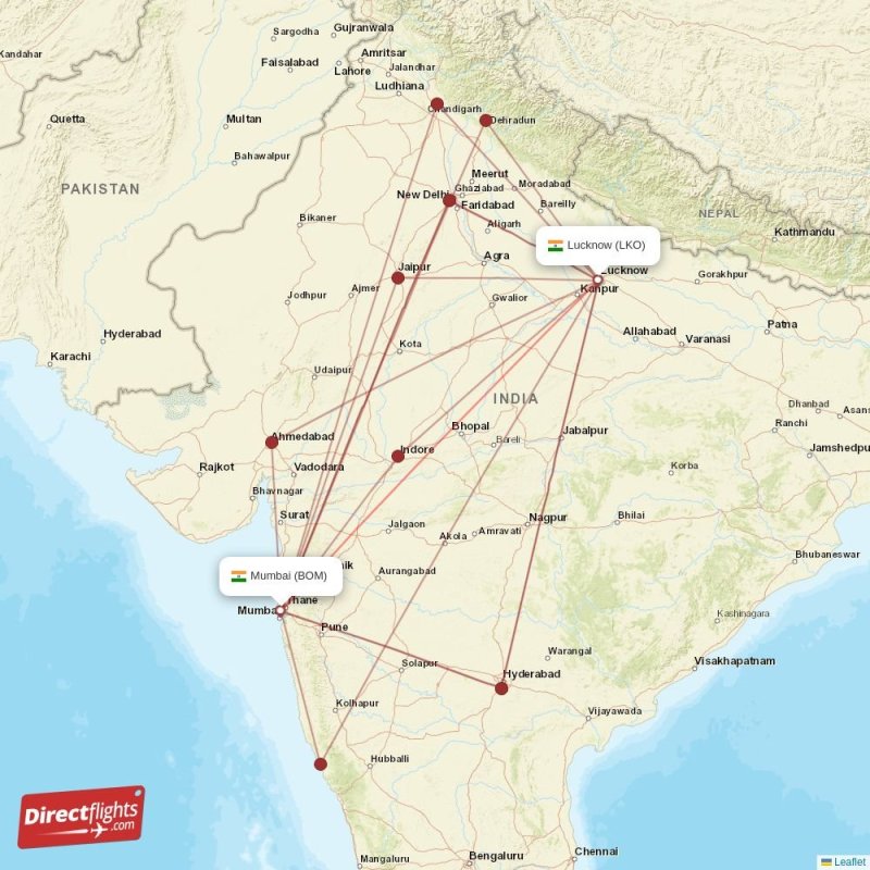 Direct flights from Lucknow to Mumbai (LKO-BOM) - Directflights.com