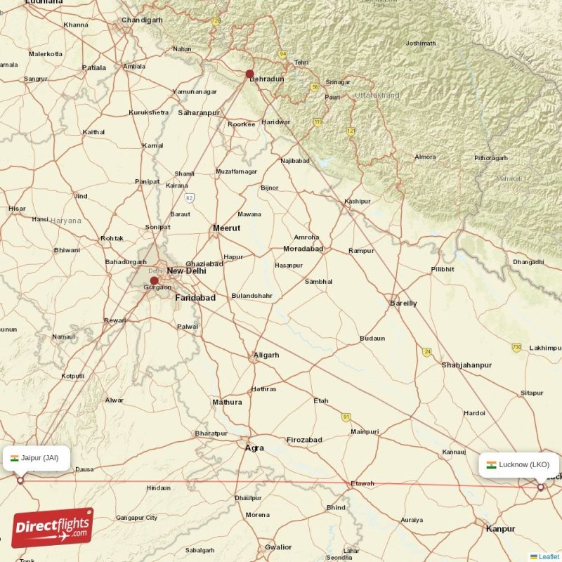 Direct flights from Lucknow to Jaipur (LKO-JAI) - Directflights.com