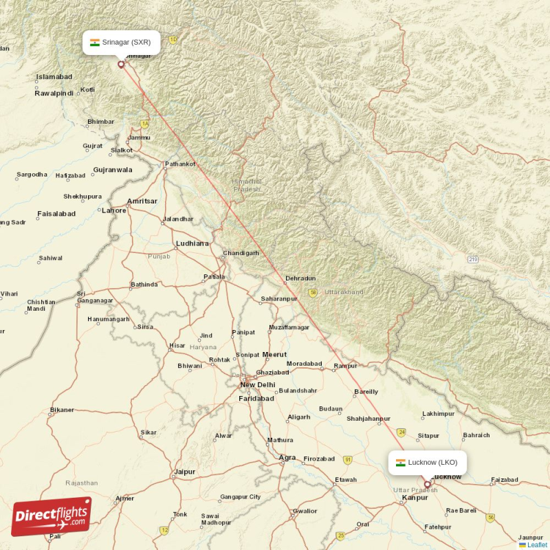Direct flights from Lucknow to Srinagar (LKO-SXR) - Directflights.com