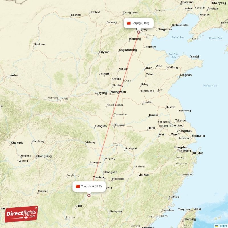 Direct flights from Yongzhou to Beijing, LLF to PKX non-stop ...