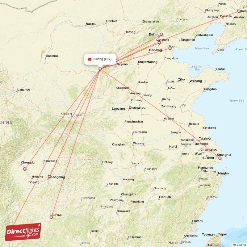 Direct flights from Luliang - 16 destinations - LLV, China ...
