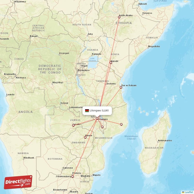 Direct flights to Lilongwe - LLW, Malawi - Directflights.com