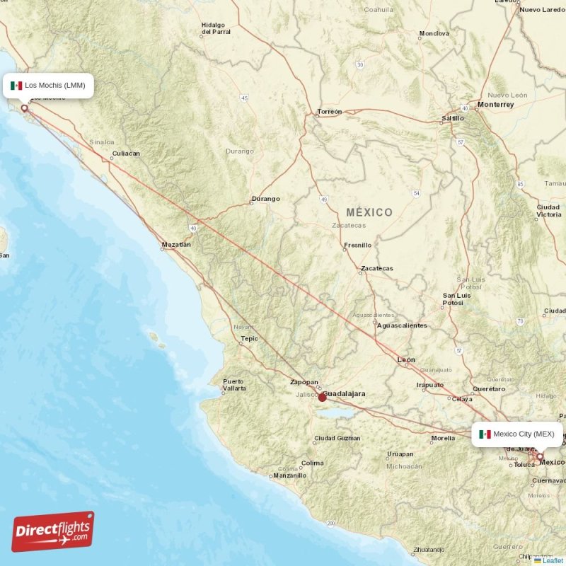 Los Mochis Mexico Map Culiacan Steckern Auf Einer Karte Von Mexiko