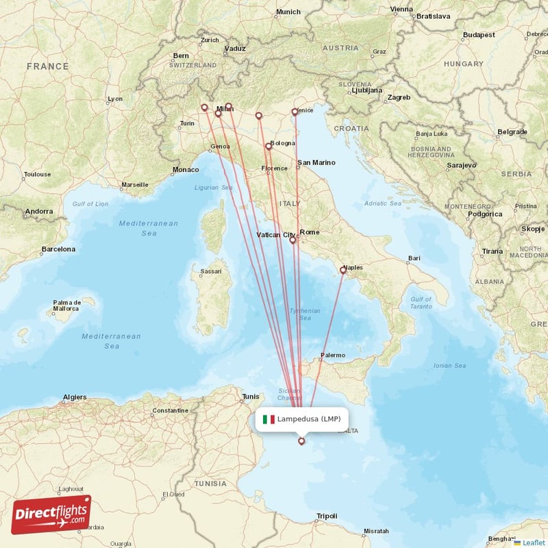Direct flights from Lampedusa - 10 destinations - LMP, Italy ...