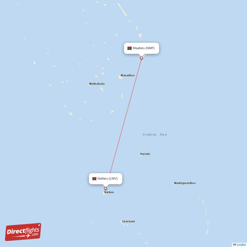 Direct flights from Naifaru to Maafaru, LMV to NMF non-stop ...