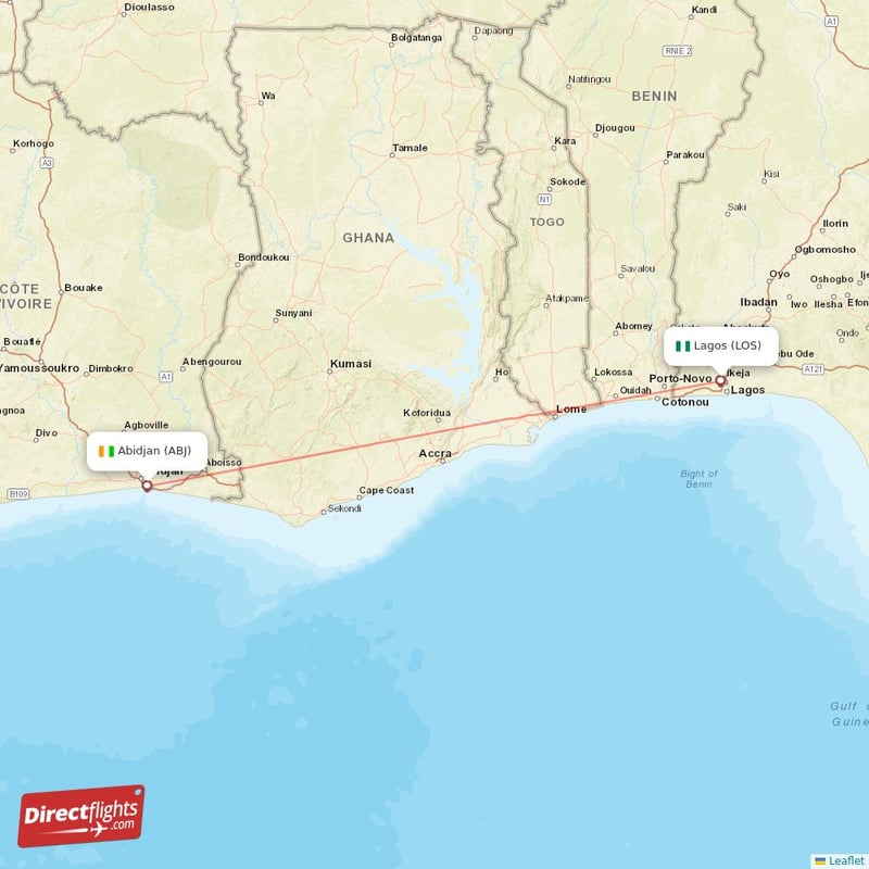 Direct flights from Lagos to Abidjan, LOS to ABJ non-stop - Directflights.com