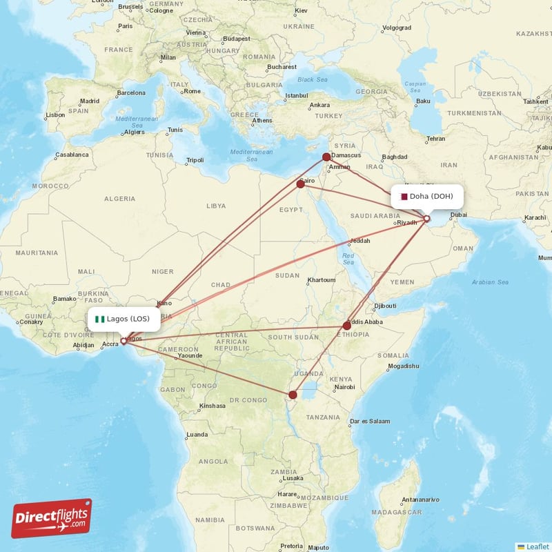 Direct flights from Lagos to Doha, LOS to DOH non-stop - Directflights.com