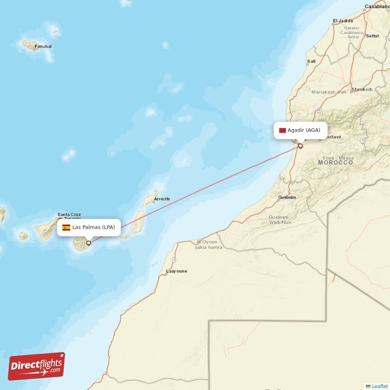 Direct flights from Las Palmas to Agadir, LPA to AGA non-stop ...