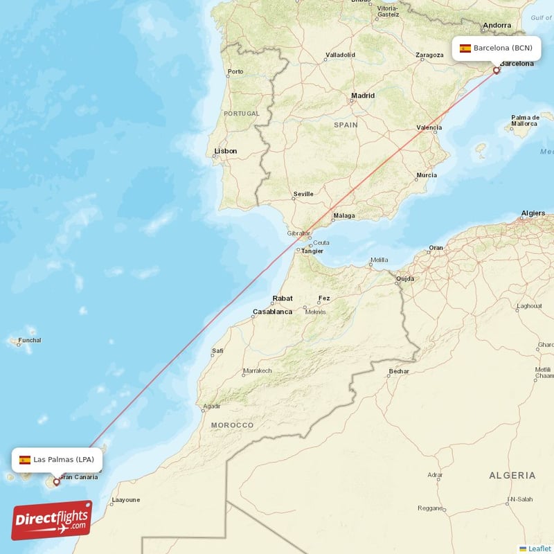 Direct flights from Las Palmas to Barcelona, LPA to BCN non-stop - Directflights.com