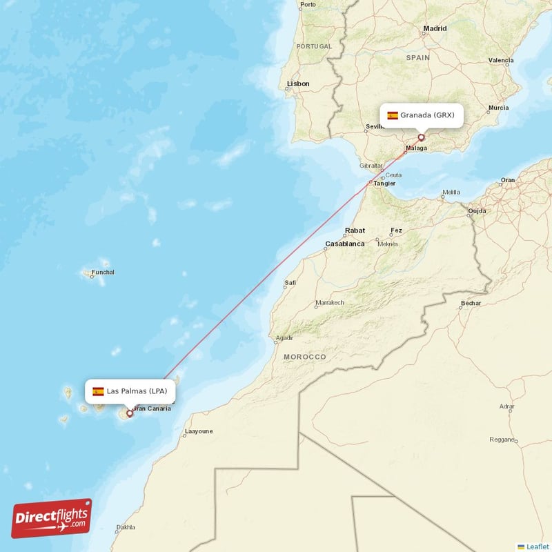 Direct flights from Las Palmas to Granada, LPA to GRX non-stop ...