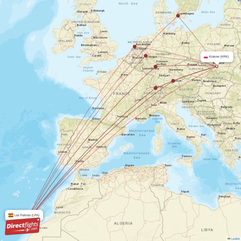 Direct flights from Las Palmas to Krakow, LPA to KRK non-stop ...