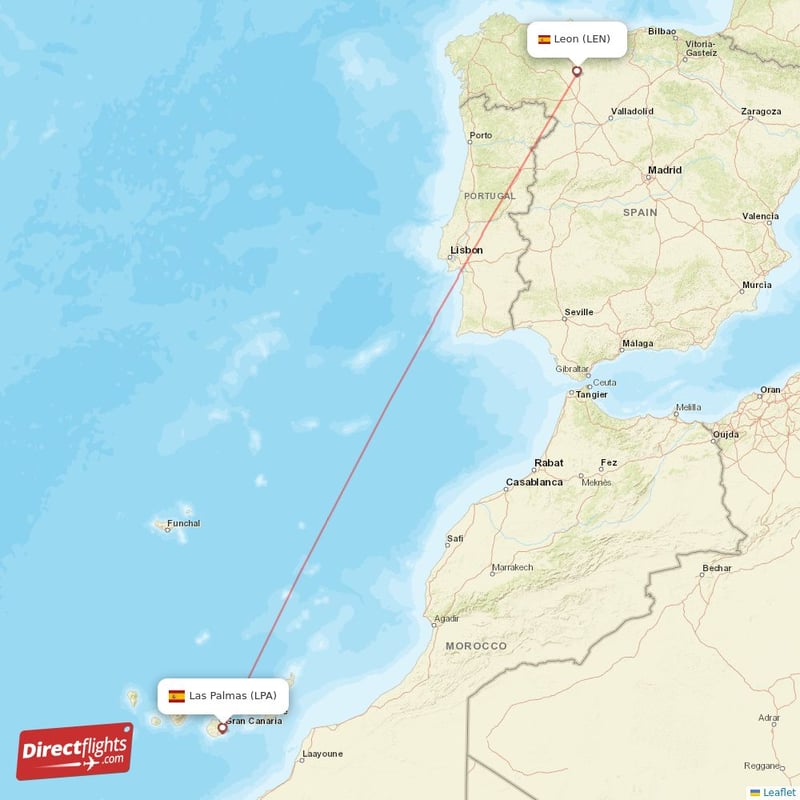 Direct flights from Las Palmas to Leon, LPA to LEN non-stop ...