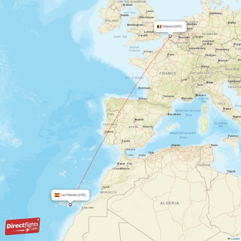 Direct flights from Las Palmas to Ostend, LPA to OST non-stop ...