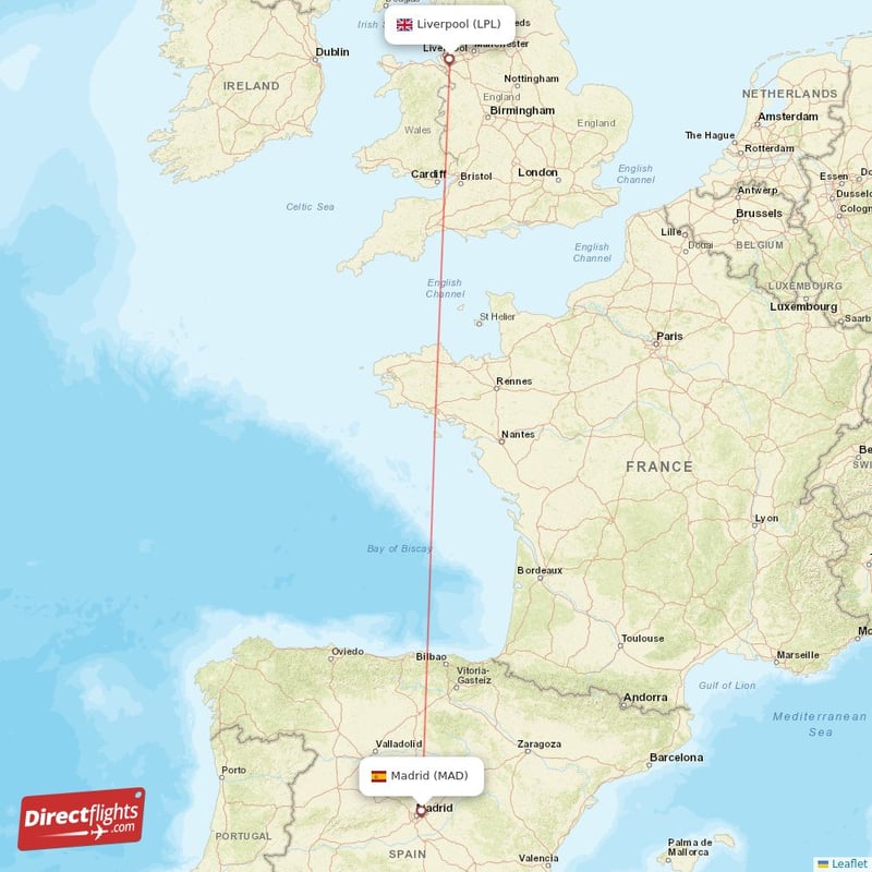 Direct flights from Liverpool to Madrid, LPL to MAD non-stop - Directflights.com