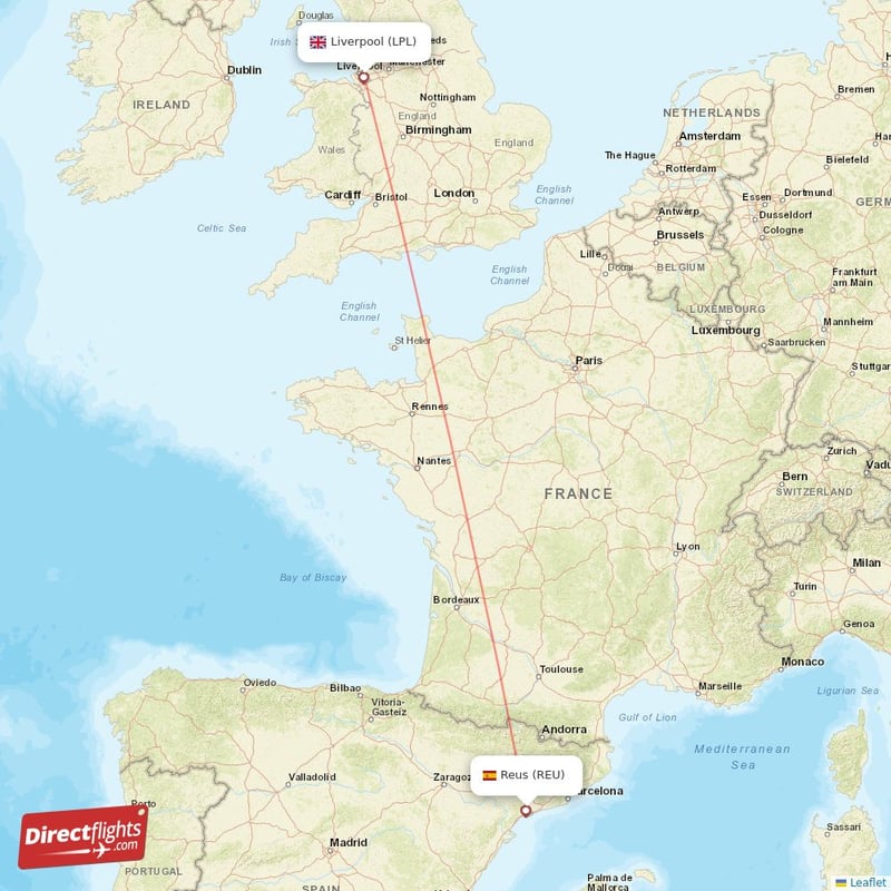 Direct flights from Liverpool to Reus, LPL to REU non-stop - Directflights.com