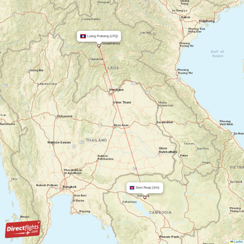 Direct flights from Luang Prabang to Siem Reap, LPQ to SAI non-stop ...