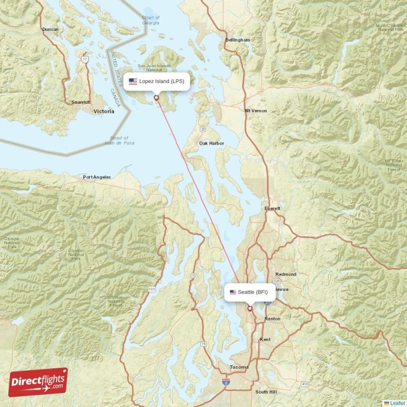 Direct flights from Lopez Island to Seattle (LPS-BFI) - Directflights.com
