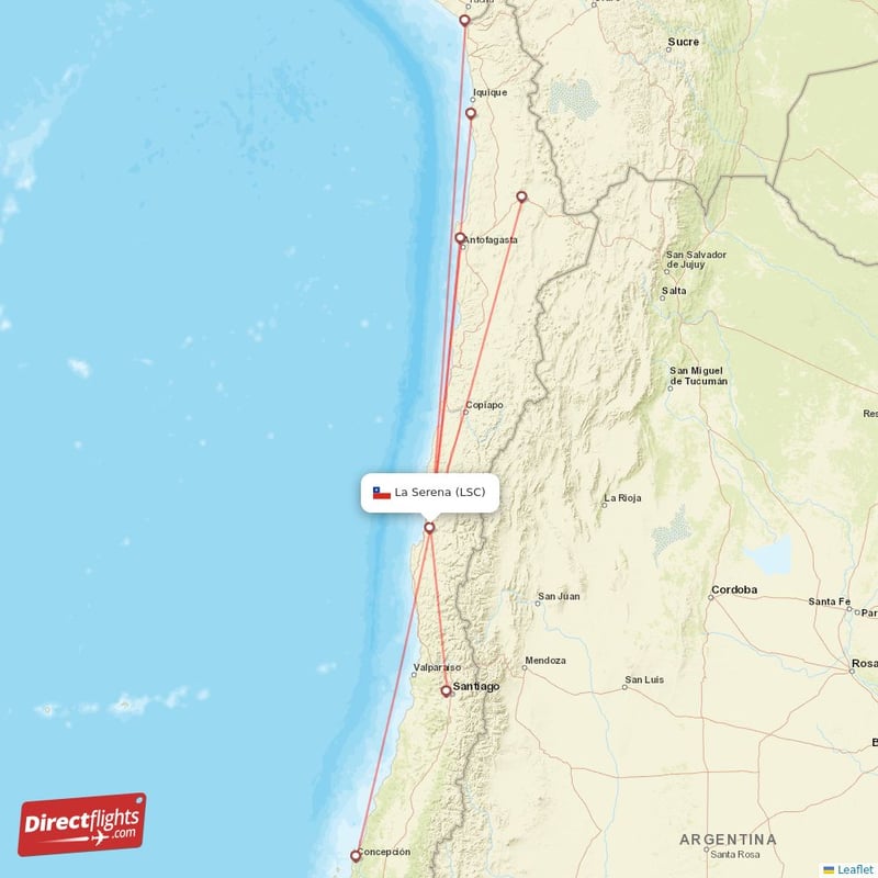 Direct flights to La Serena - LSC, Chile - Directflights.com