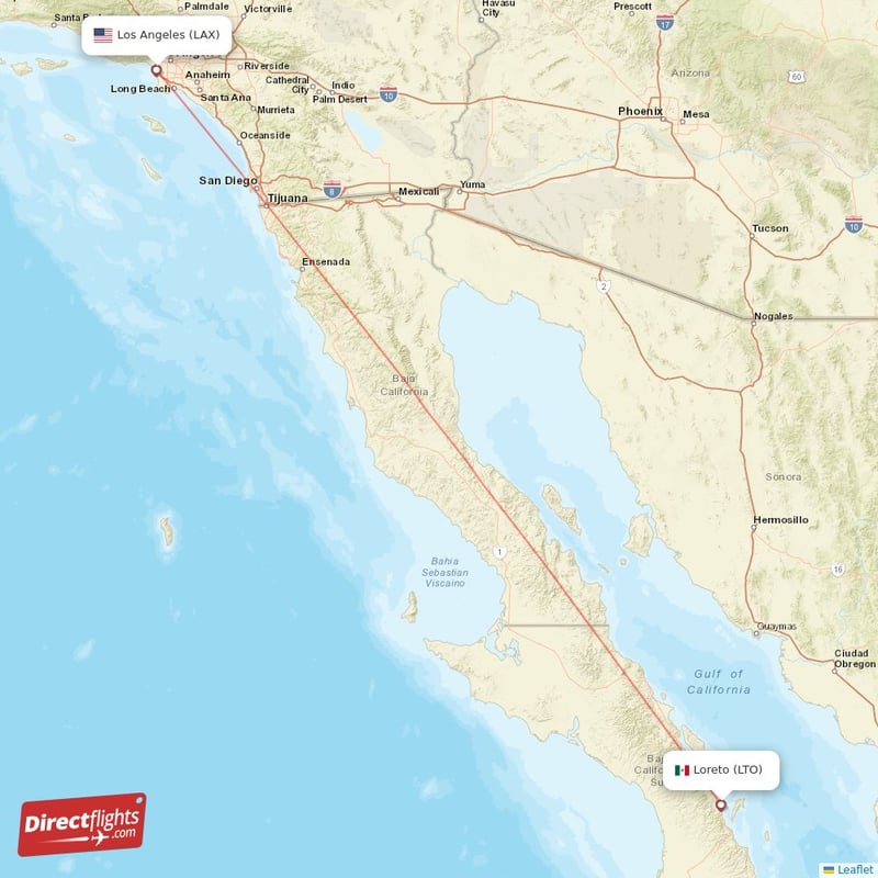 Direct flights from Loreto to Los Angeles, LTO to LAX non-stop - Directflights.com