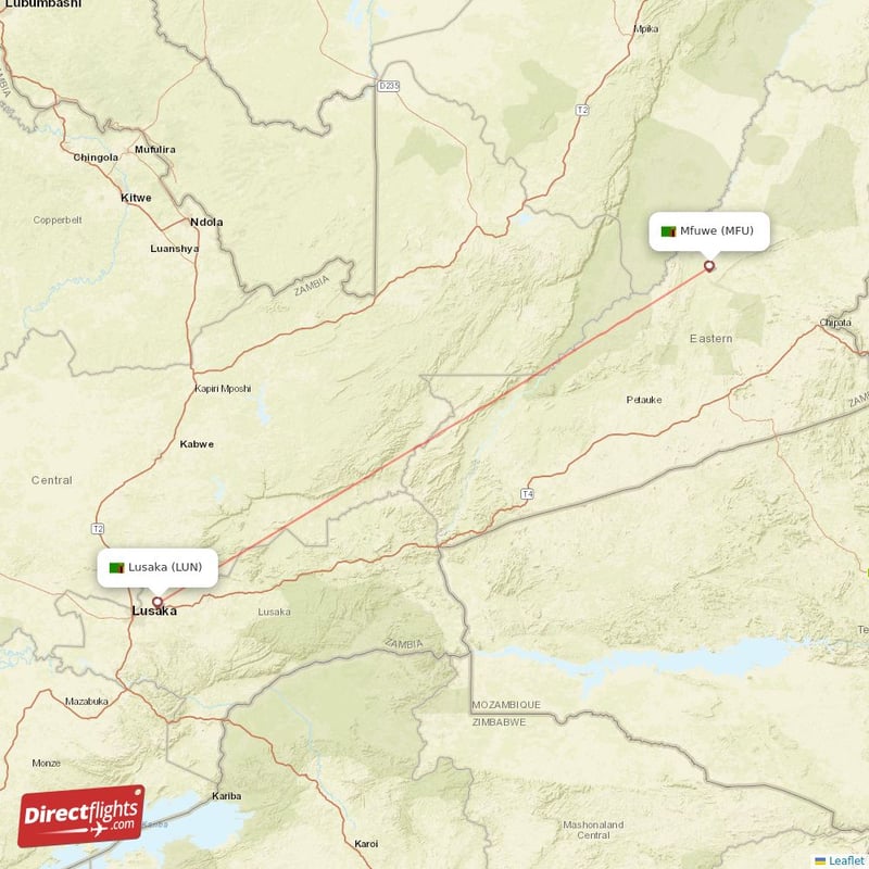 Direct flights from Lusaka to Mfuwe, LUN to MFU non-stop ...