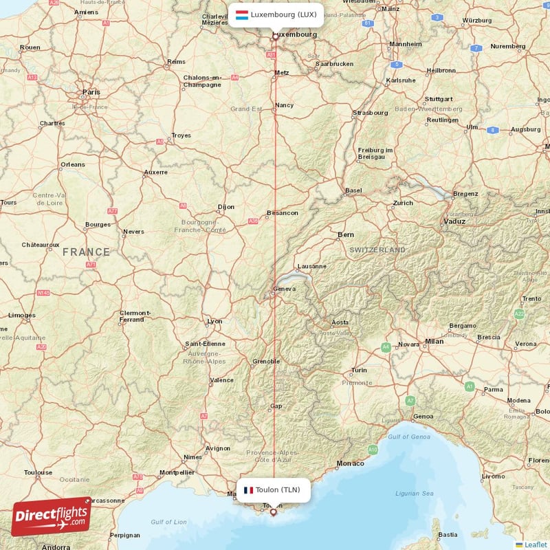 Direct flights from Luxembourg to Toulon, LUX to TLN non-stop ...