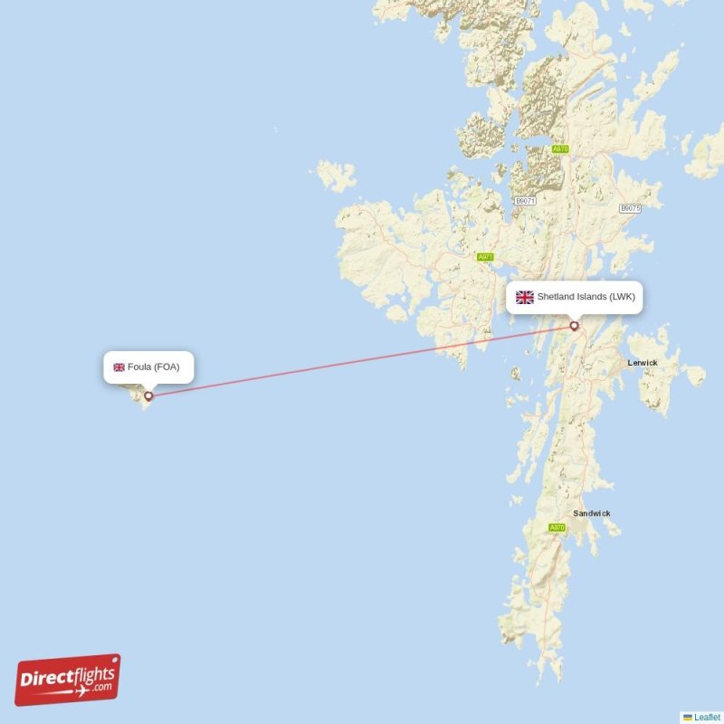 Direct flights from Shetland Islands to Foula (LWK-FOA) - Directflights.com