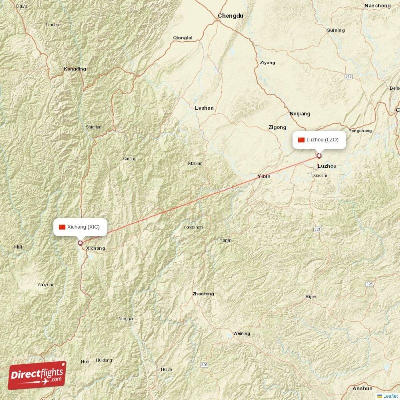 Direct flights from Luzhou to Xichang, LZO to XIC non-stop ...