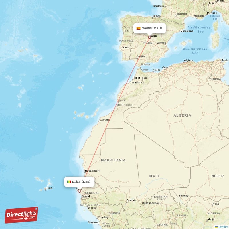 Direct flights from Madrid to Dakar, MAD to DSS non-stop - Directflights.com