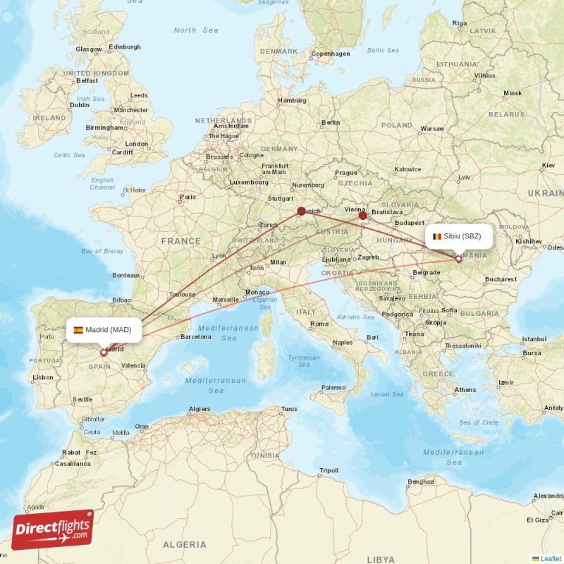 Direct flights from Madrid to Sibiu (MAD-SBZ) - Directflights.com
