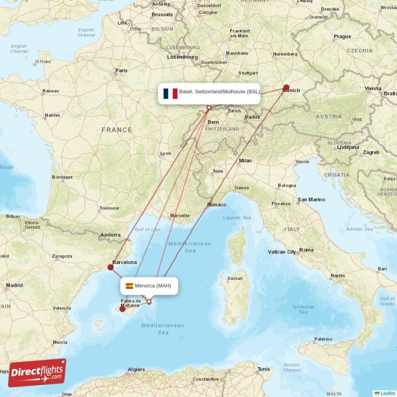 Direct flights from Menorca to Basel, Switzerland/Mulhouse, MAH to BSL ...