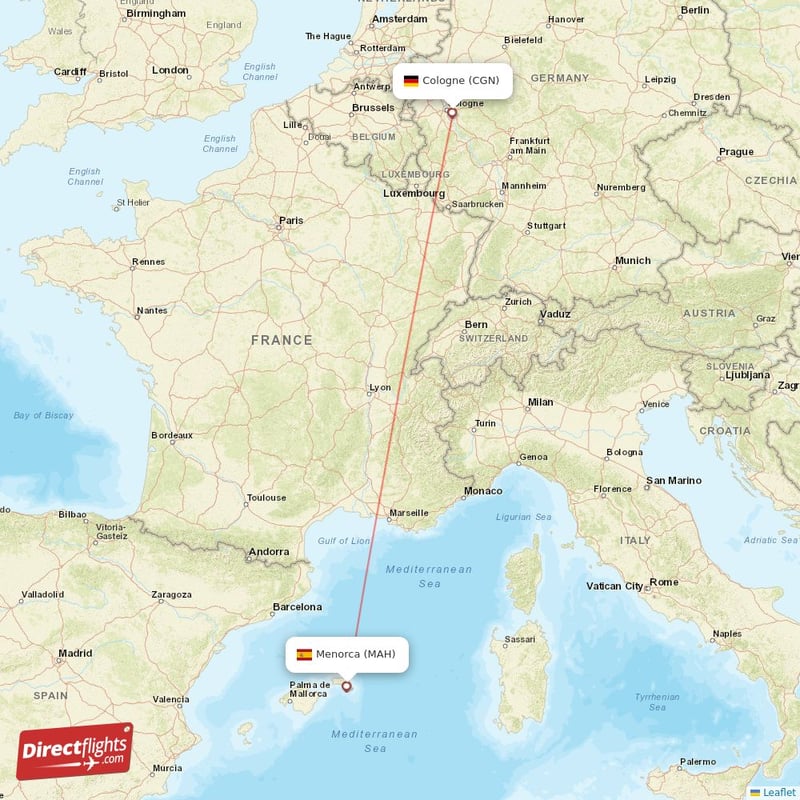 Direct flights from Menorca to Cologne, MAH to CGN non-stop ...