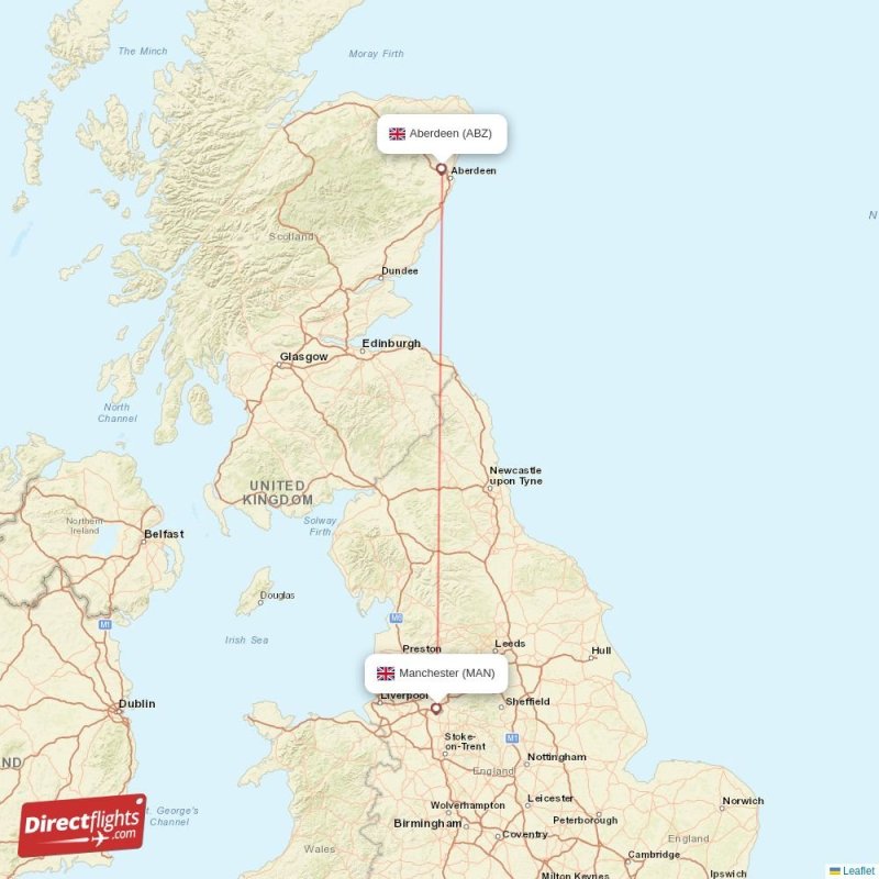 Direct flights from Manchester to Aberdeen (MAN-ABZ) - Directflights.com