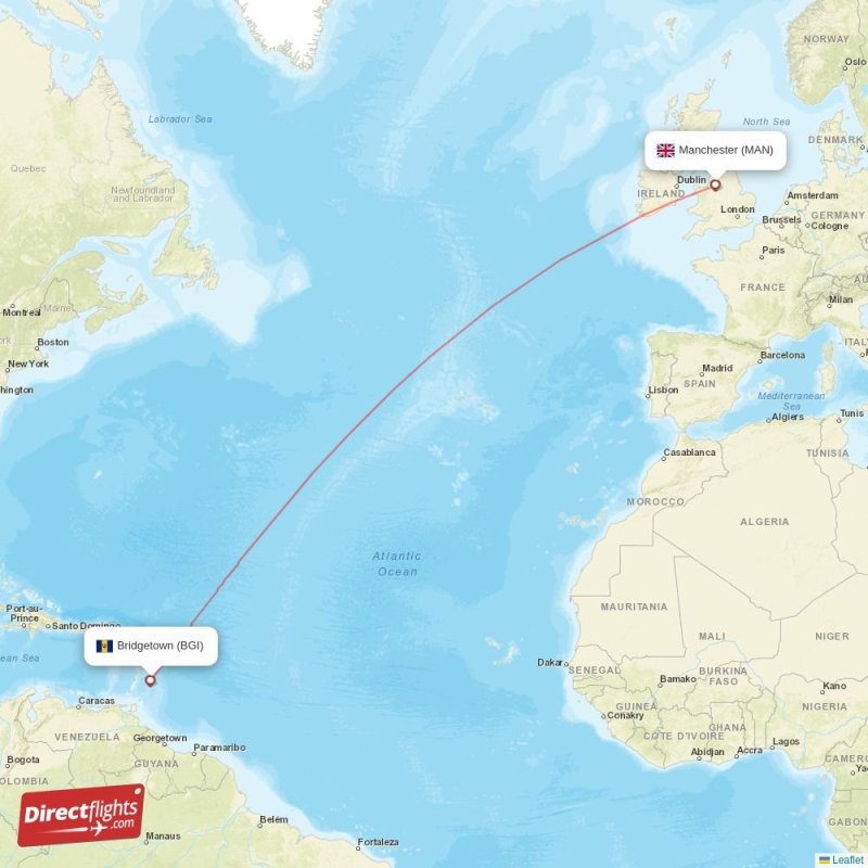 Direct flights from Manchester to Bridgetown (MAN-BGI) - Directflights.com