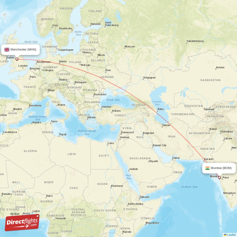 Direct flights from Mumbai to Manchester (BOM-MAN) - Directflights.com