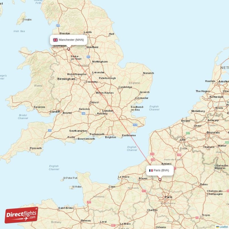 Direct flights from Manchester to Paris (MAN-BVA) - Directflights.com