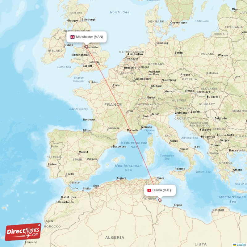 Direct flights from Manchester to Djerba (MAN-DJE) - Directflights.com