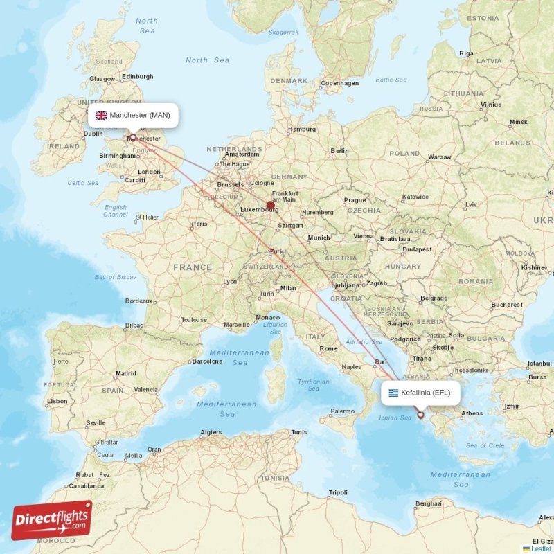 Direct flights from Manchester to Kefallinia (MAN-EFL) - Directflights.com