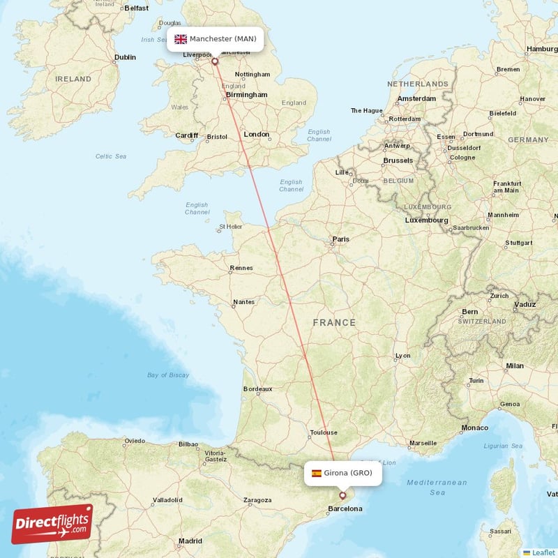 Direct flights from Manchester to Girona (MAN-GRO) - Directflights.com