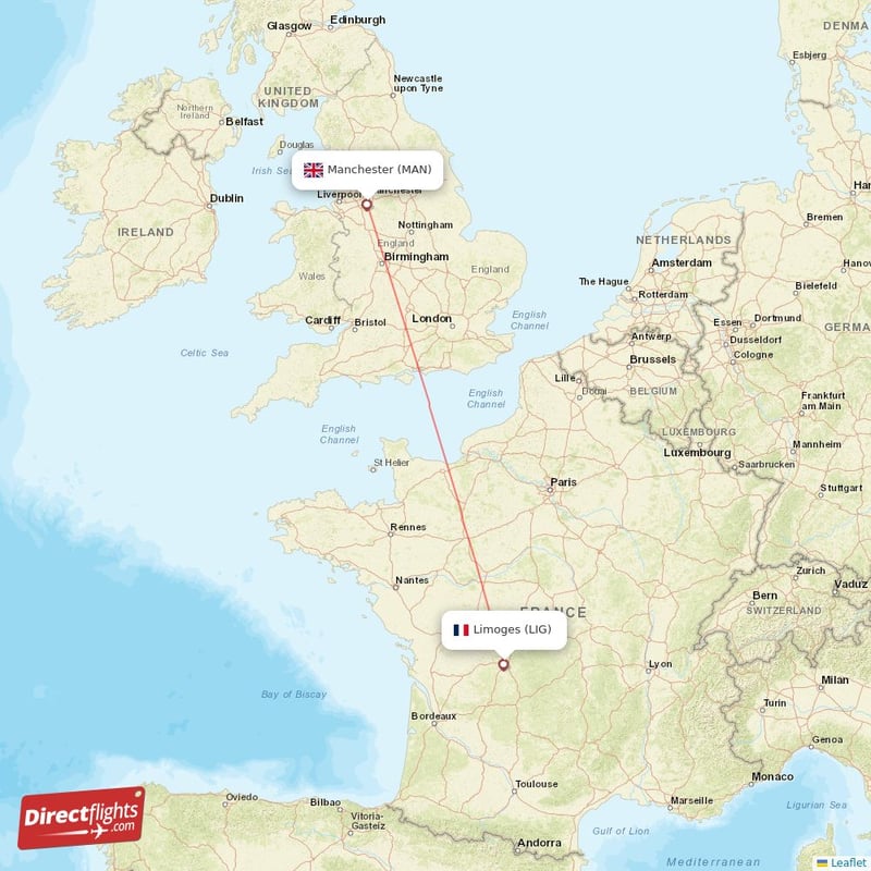 Direct flights from Manchester to Limoges, MAN to LIG non-stop ...