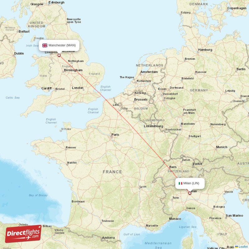 Direct flights from Manchester to Milan (MAN-LIN) - Directflights.com