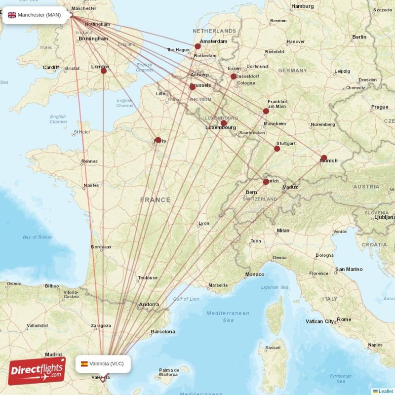 Direct flights from Manchester to Valencia (MAN-VLC) - Directflights.com