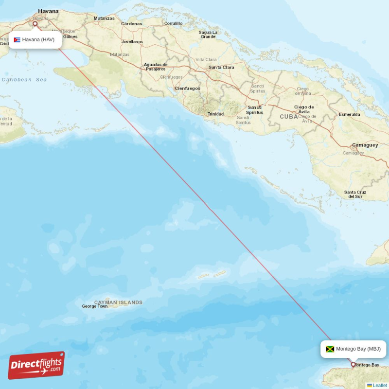 Direct flights from Montego Bay to Havana (MBJ-HAV) - Directflights.com