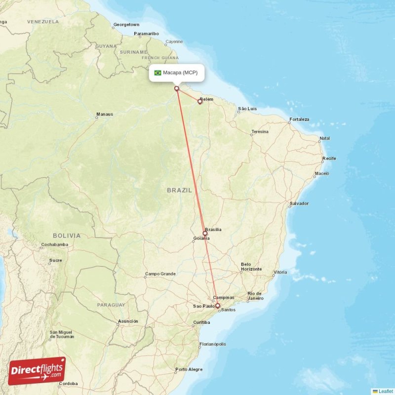 Direct flights from Macapa - 3 destinations - MCP, Brazil - Directflights.com
