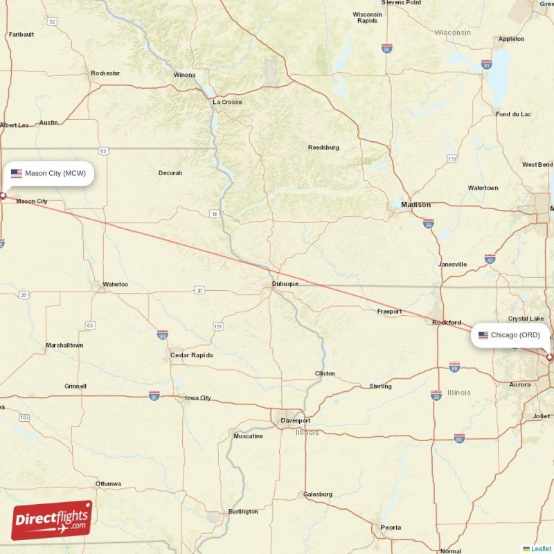 Direct flights from Mason City - 1 destinations - MCW, USA ...