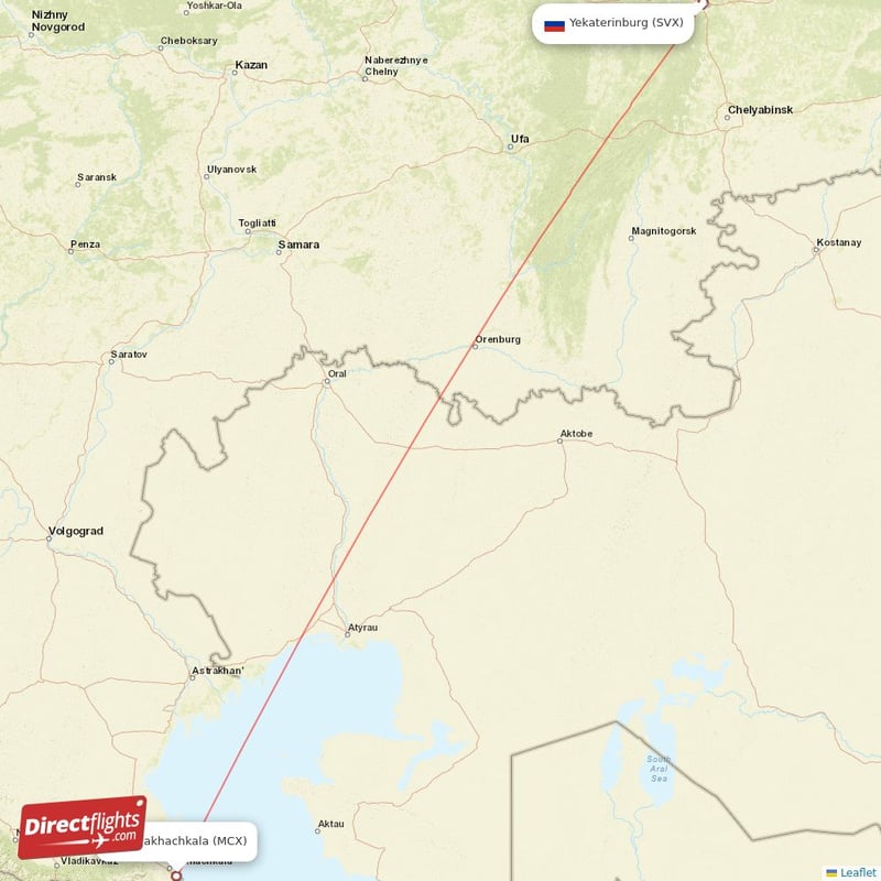 Direct flights from Makhachkala to Yekaterinburg, MCX to SVX non-stop ...