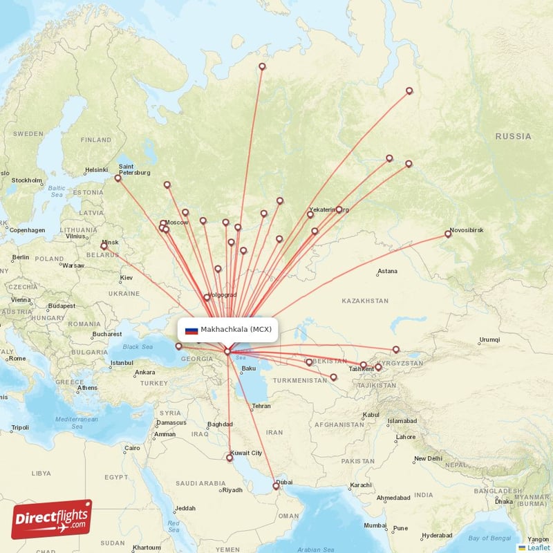 Direct flights from Makhachkala - 27 destinations - MCX, Russia ...