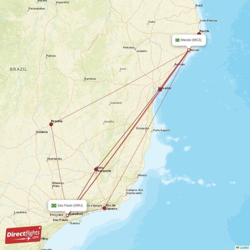 Direct flights from Maceio to Sao Paulo, MCZ to GRU non-stop ...