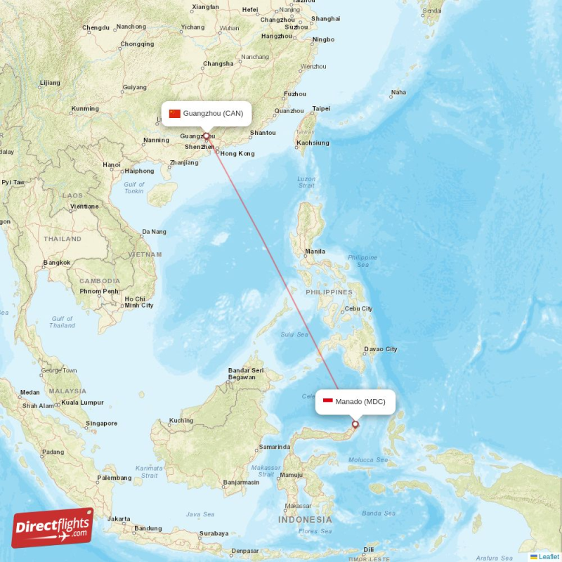 Direct flights from Guangzhou to Manado, CAN to MDC non-stop ...