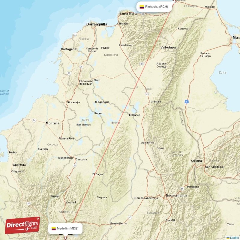 Direct flights from Medellin to Riohacha (MDE-RCH) - Directflights.com