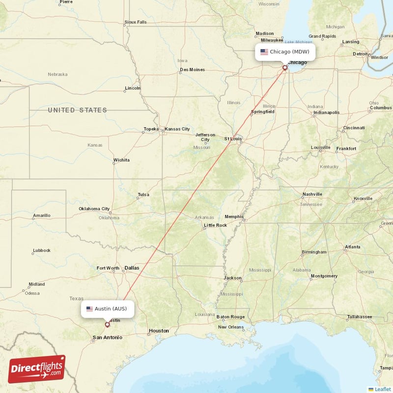 Direct flights from Chicago to Austin, MDW to AUS non-stop - Directflights.com